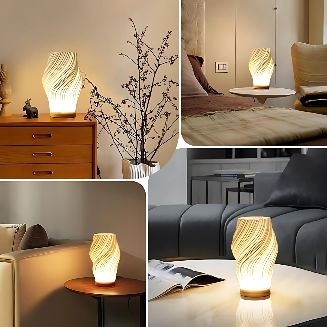 Modern Swirl LED Table Lamp – Aesthetic Home